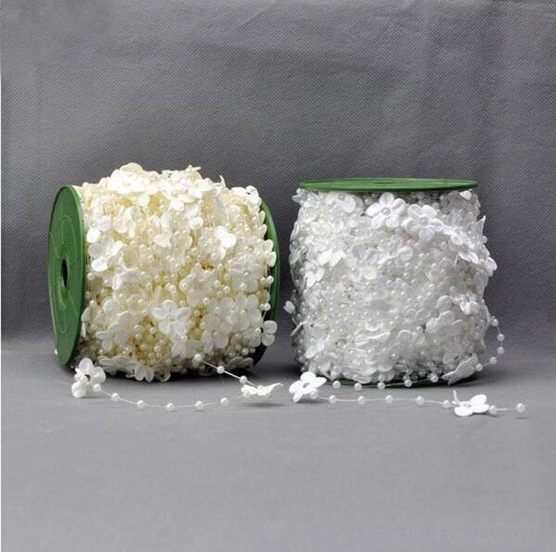 Cream White Pearl String Beads Flower Pearl Sting 4mm Wide 10M - Etsy