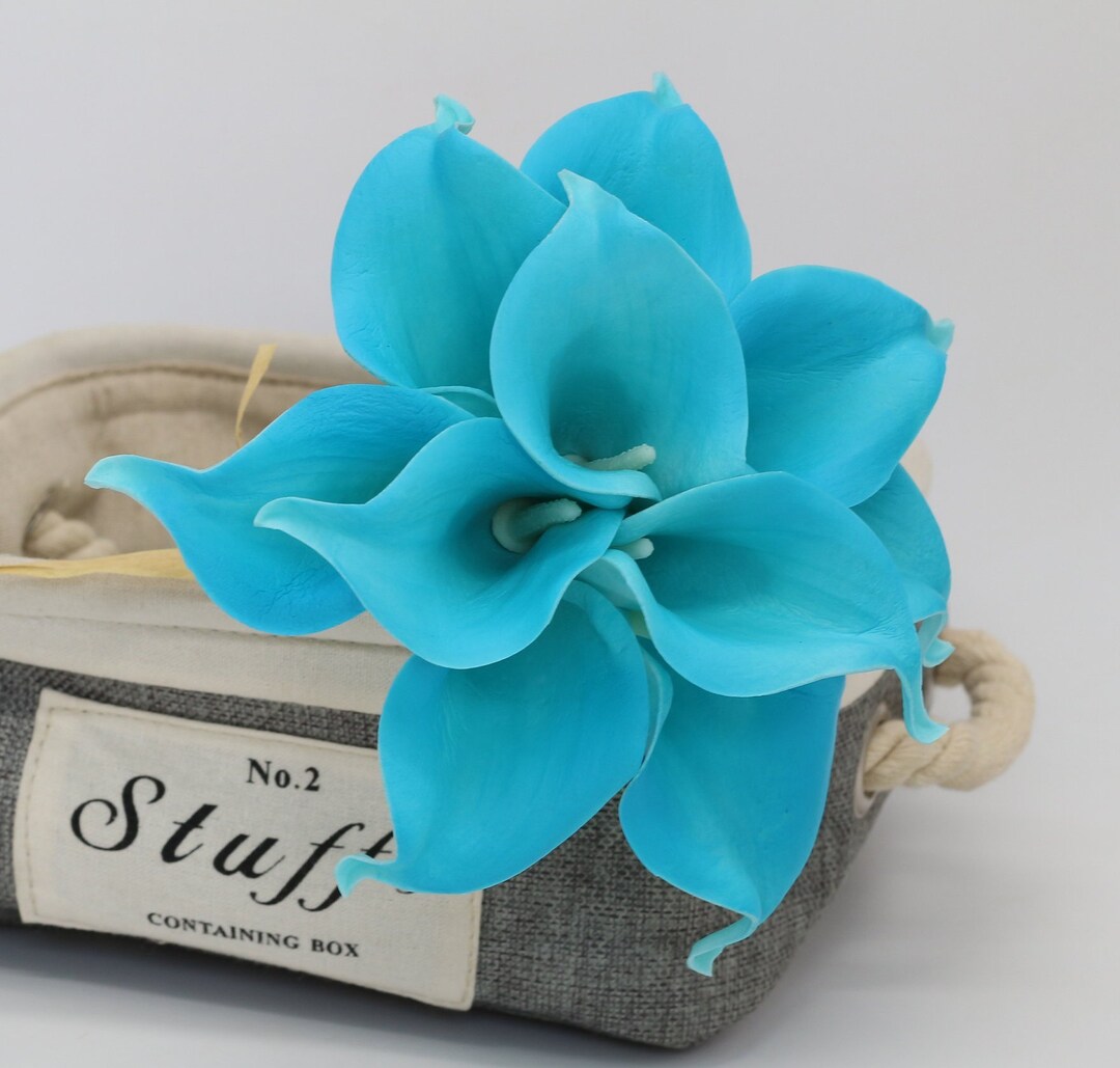 Malibu Calla Lys Real Touch Calla Bouquet Fleurs de mariage Fleurs Bleu ...