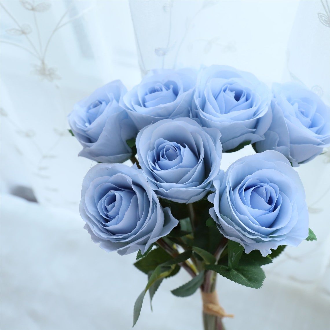 Ice Blue Silk Flower Bouquet Light Blue Rose Bouquet - Etsy