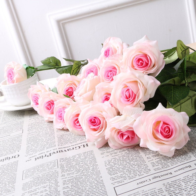 Real Touch Flowers Roses 20 Stems Realistic Blush Pink Wedding - Etsy