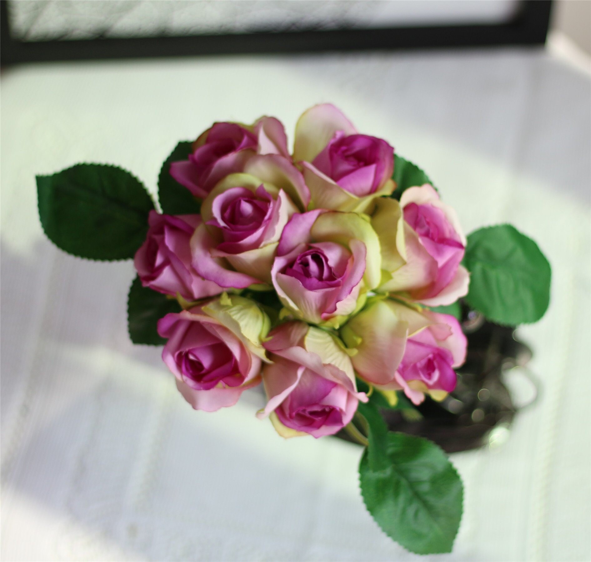 Purple Flowers Silk Rose Bouquet For Wedding Bridal | Etsy