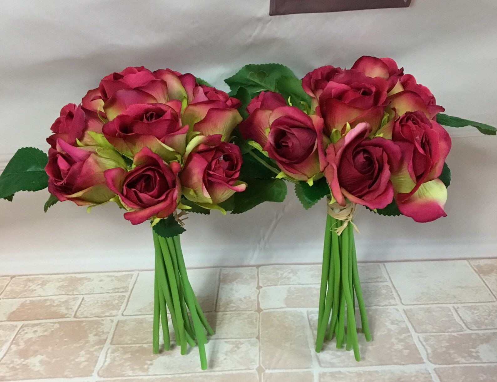 Dark Red Flower Bouquet Silk Rose Floral Bouquet for Wedding - Etsy