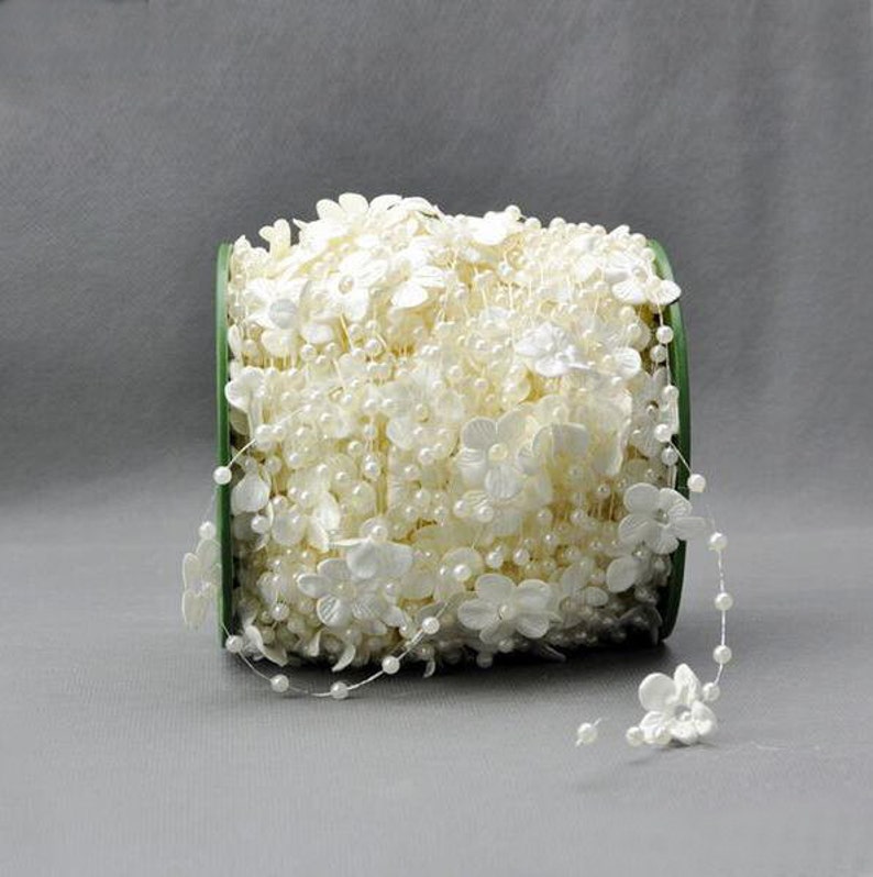 Cream White Pearl String Beads Flower Pearl Sting 4mm Wide 10M - Etsy