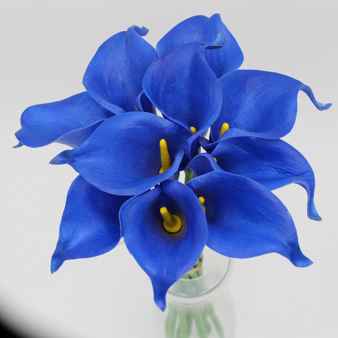 Royal Blue Calla Lily Bouquet Dark Blue Royal Wedding Flowers - Etsy
