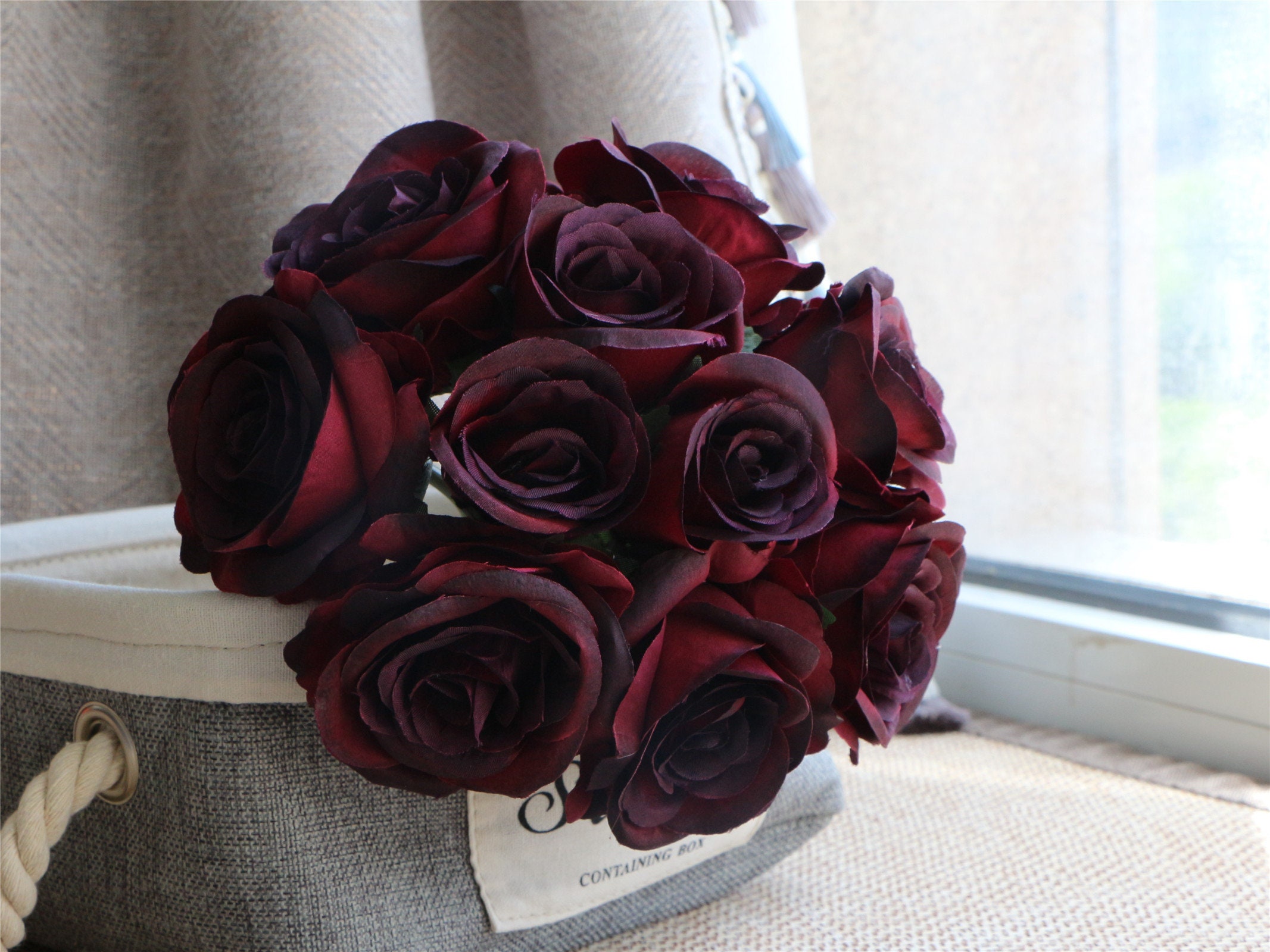 Silk Rose Bouquet Burgundy Flowers Bridal Bouquet Plum | Etsy