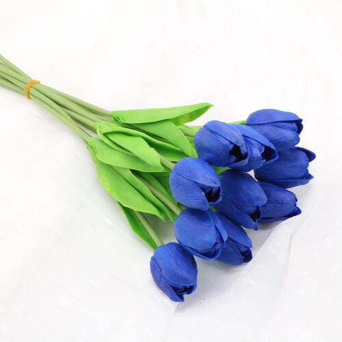 Artificial Flowers Real Touch Royal Blue Tulips PU Tulips - Etsy