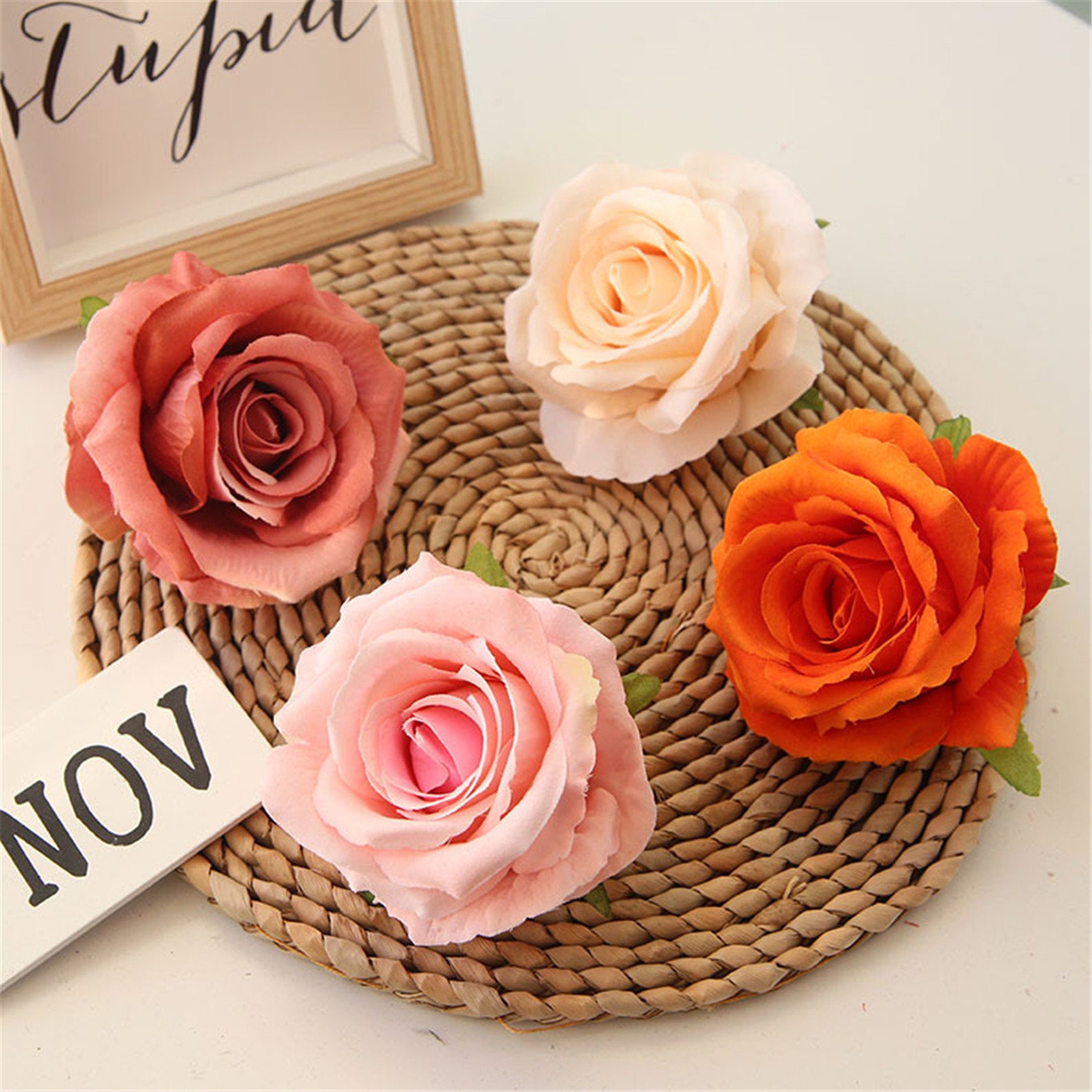 10 Big Flower Heads Large Velvet Roses for Crafting Quality - Etsy