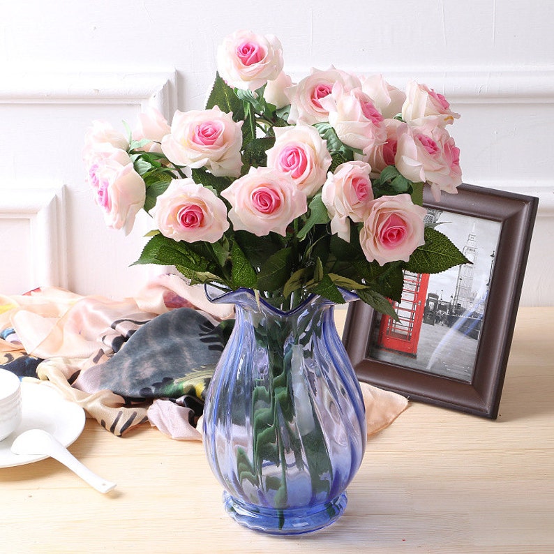 Real Touch Flowers Roses 20 Stems Realistic Blush Pink Wedding - Etsy