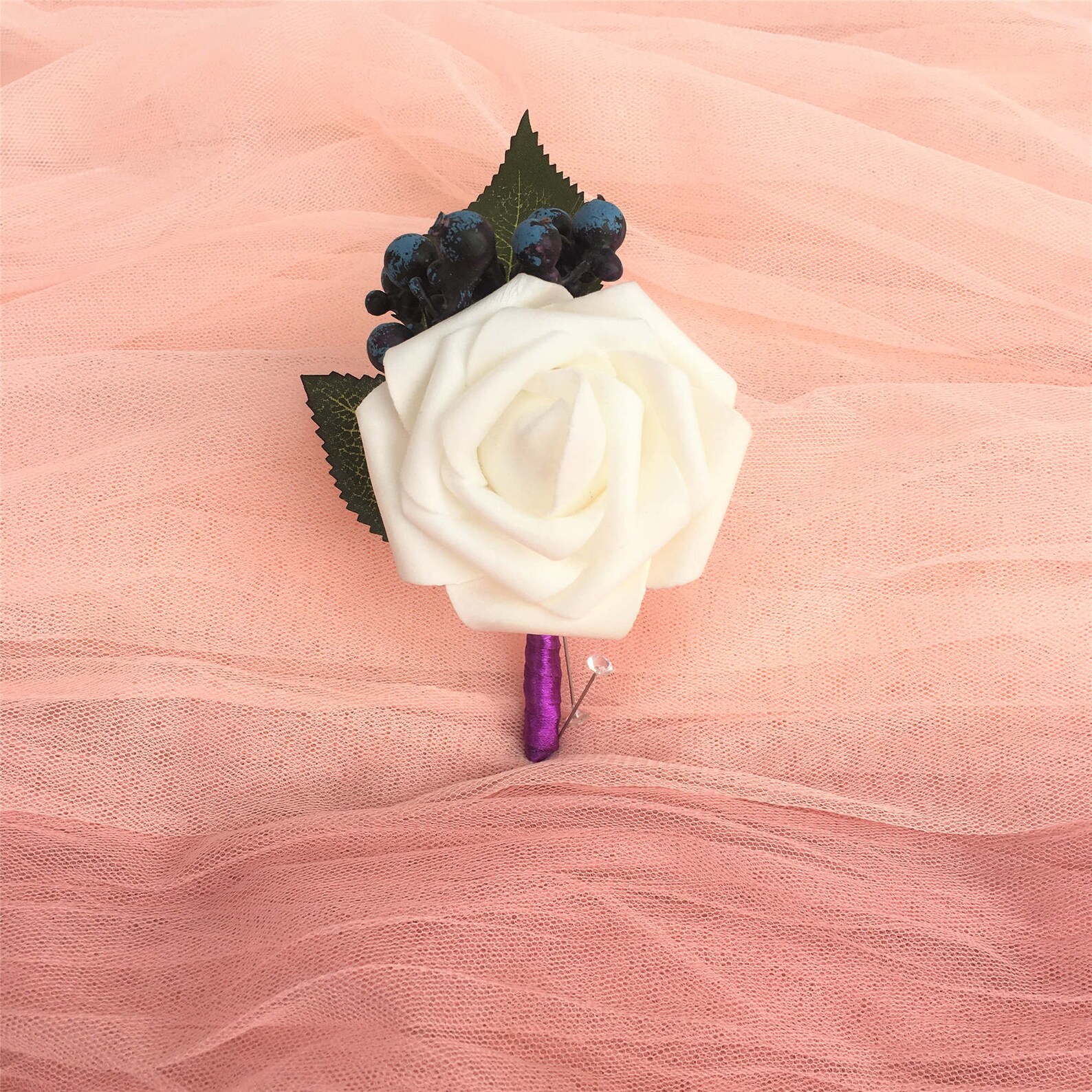 Royal Blue and Silver Rose Wedding Bouquet Bridal Bridesmaid | Etsy ...