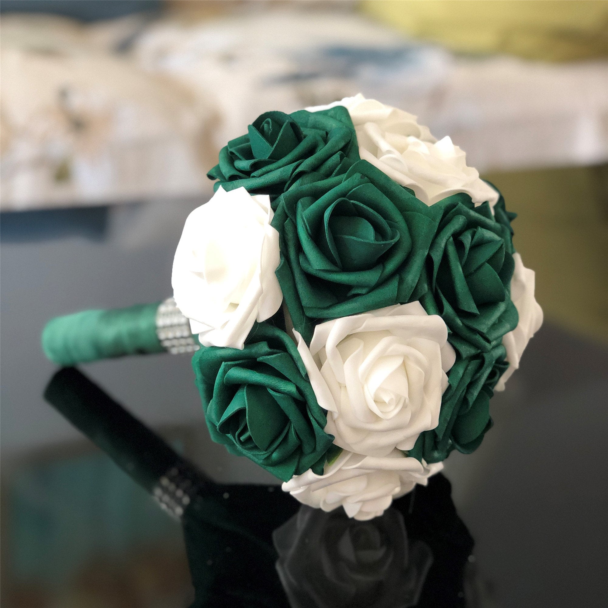 Emerald Green Wedding Bouquet White and Emerald Green Flower - Etsy ...