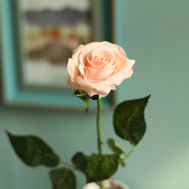 Silk Latex Flowers Peach Roses Champagne Wedding Flowers for - Etsy