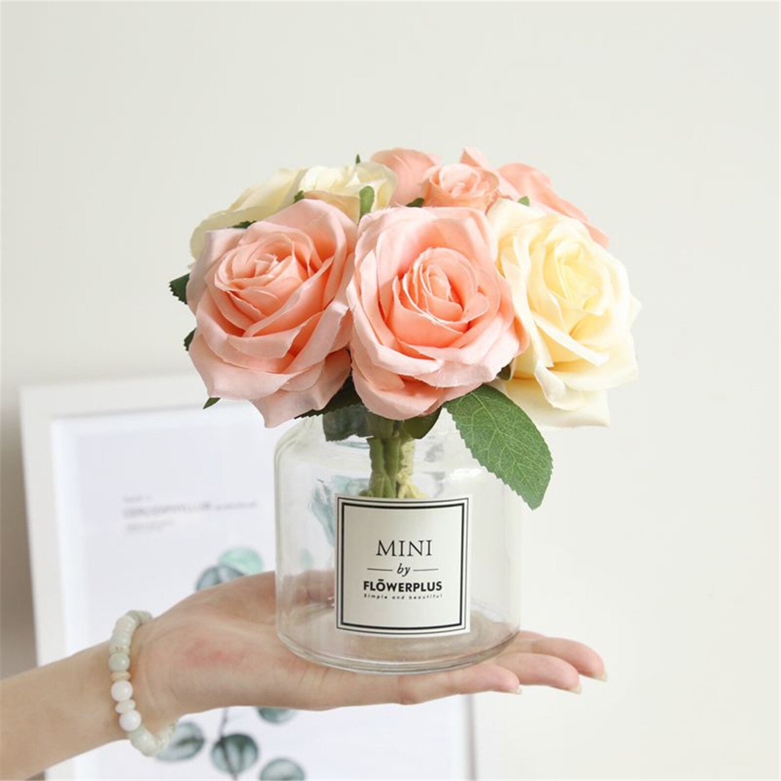 Small Flower Bouquet Silk Rose Bundles Peach Flower Bouquet - Etsy