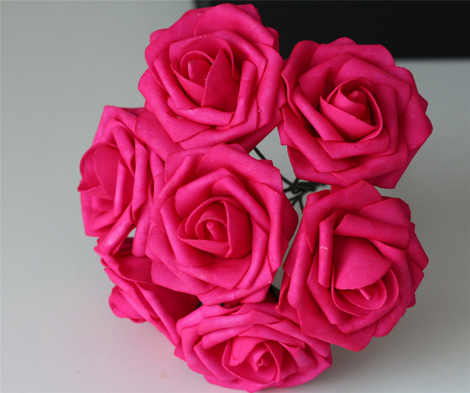 Hot Pink Wedding Flowers Dark Pink Fuschia Rose Foam Flowers | Etsy