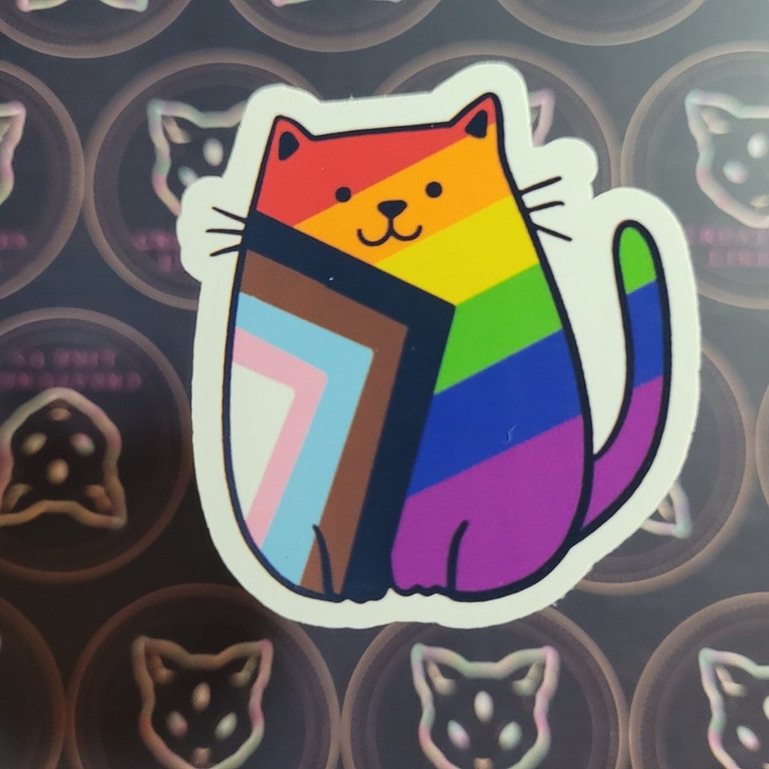 Cute Pride Cat Sticker Progress Pride Flag - Etsy