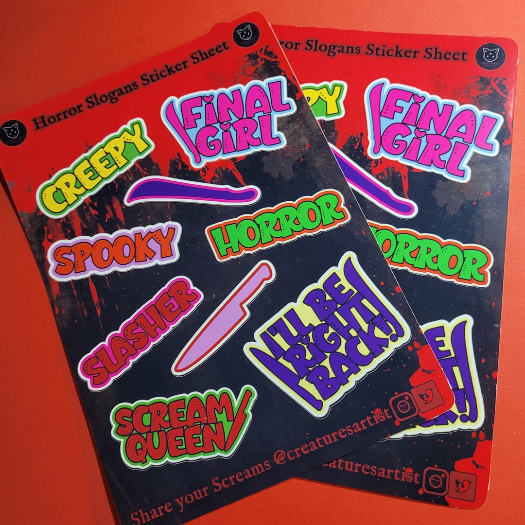 Horror Slogans Glossy Vinyl Sticker Sheet - Etsy