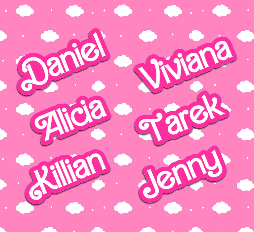 Custom Pink Name Sticker, Cute Sticker, Personalised Sticker, Pink ...