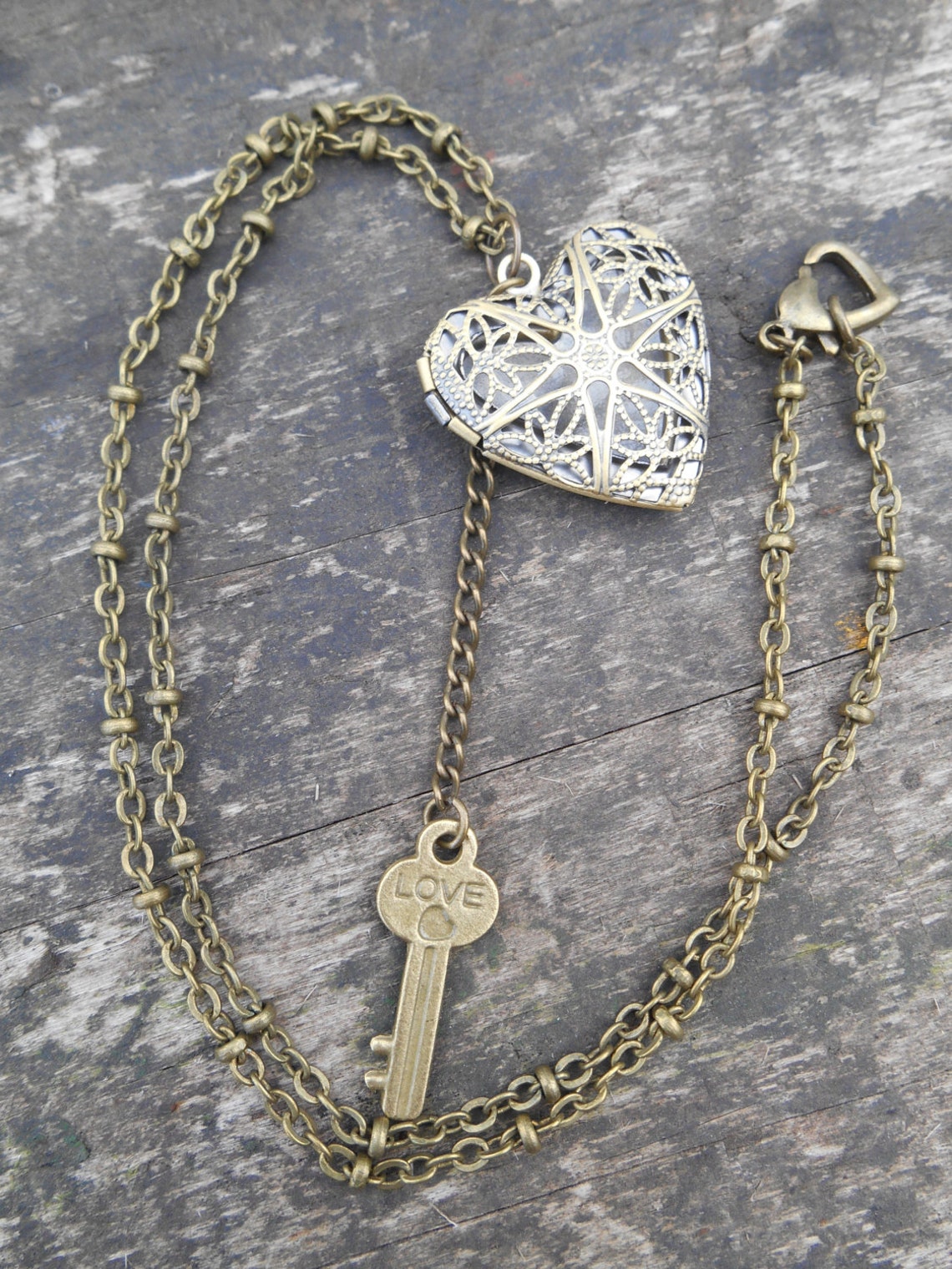 Filigree Heart Locket With Key to My Heart in Antique Bronze - Etsy