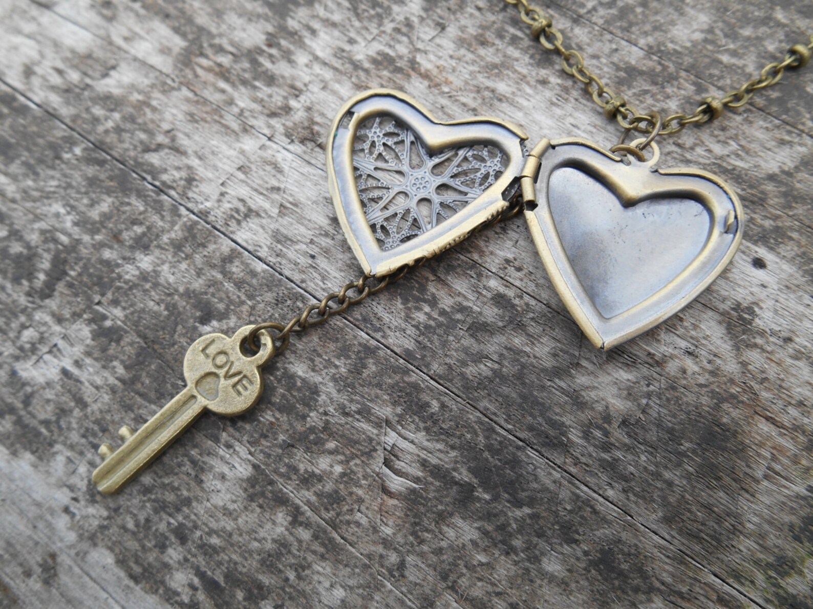 Filigree Heart Locket With Key to My Heart in Antique Bronze - Etsy