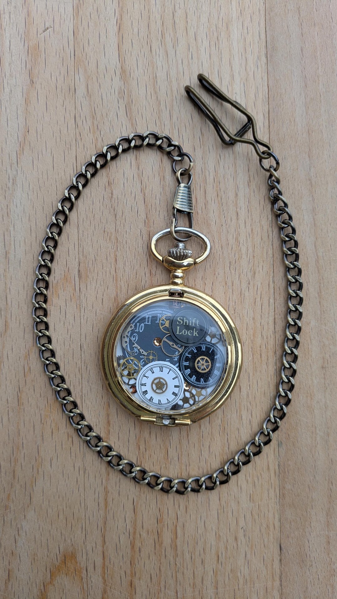 Time Traveler Art Piece Pocket Watch Necklace, Bronze Chain - Etsy
