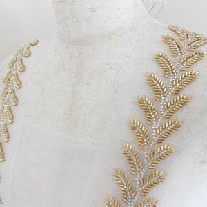 Gold Heavy Bead Trim With Leaves, Bugle Bead Trim Belt for Couture - Etsy
