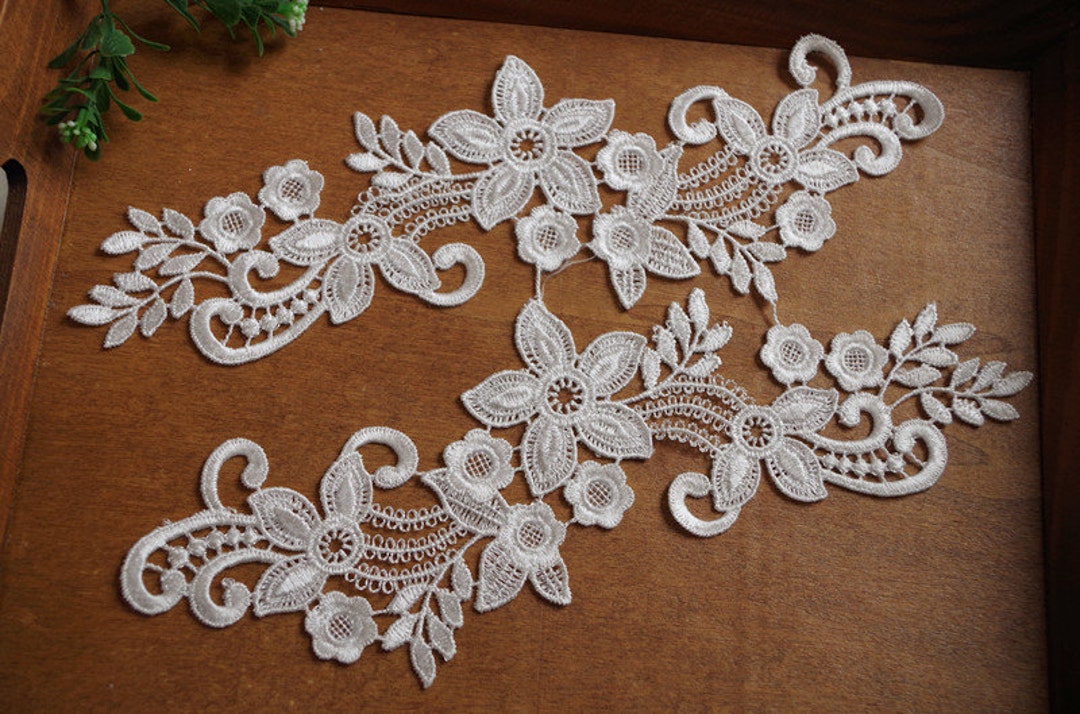 Ivory Lace Applique by Pairs, Venice Lace Applique, Bridal Lace ...
