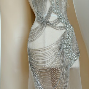 Silver Rhinestone Appliqué With Chains, Rhinestone Body Jewelry ...