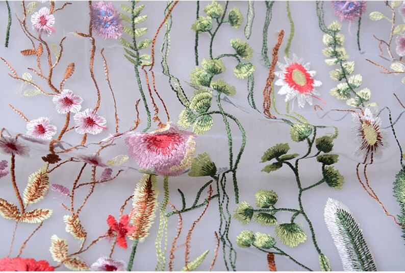 Heavy Embroidered Lace Fabric Lace Fabric With Multi-color - Etsy