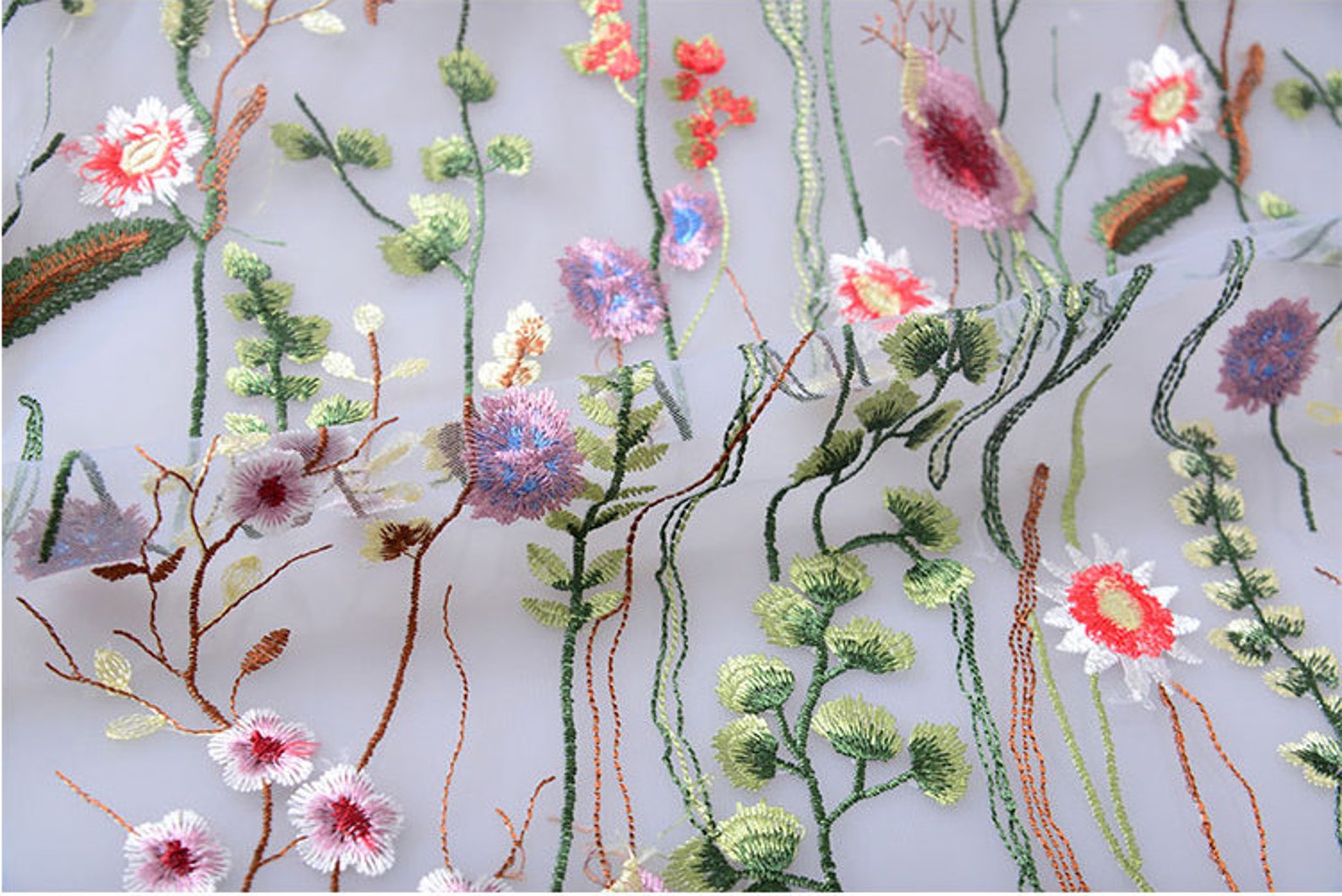 Heavy Embroidered Lace Fabric Lace Fabric With Multi-color - Etsy