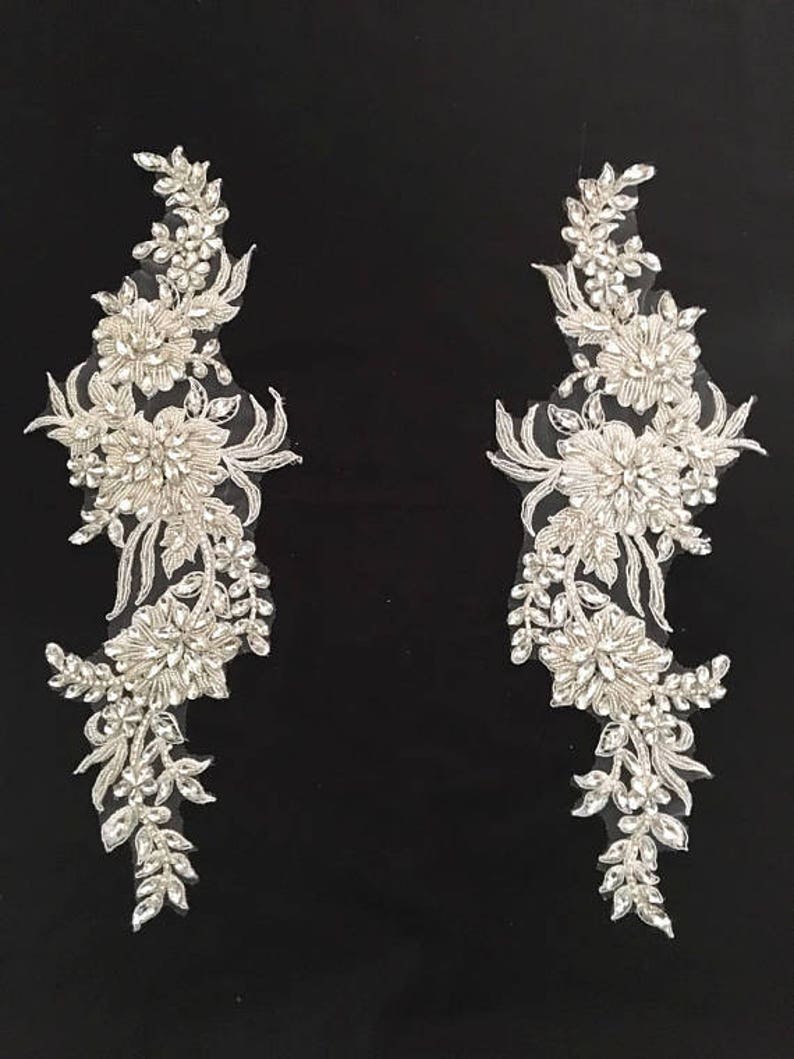 Blue Heavy Bead Motif Applique Handmade Bead Bodice Deluxe - Etsy