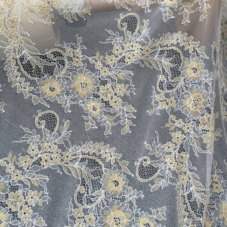 Champagne Gold Chantilly Lace Fabric Lace Fabric for Bridal - Etsy