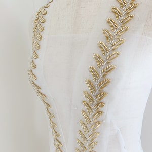 Gold Heavy Bead Trim With Leaves, Bugle Bead Trim Belt for Couture - Etsy