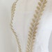 Gold Heavy Bead Trim With Leaves Bugle Bead Trim Belt for - Etsy