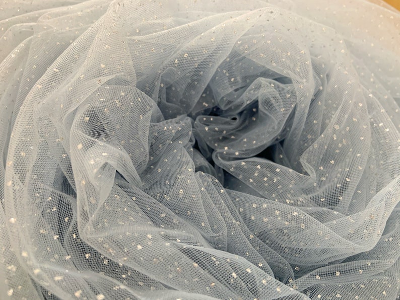 Light Pale Blue Tulle Fabric With Glitters for Dress, Costume, Dance ...