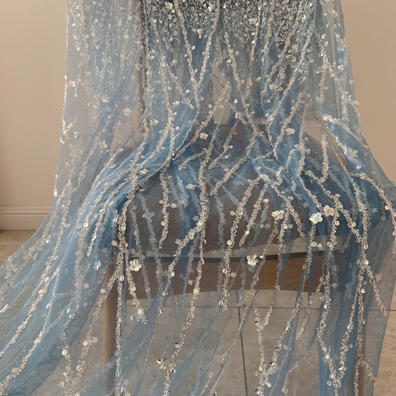 Embroidered Tulle Pale Blue - Etsy