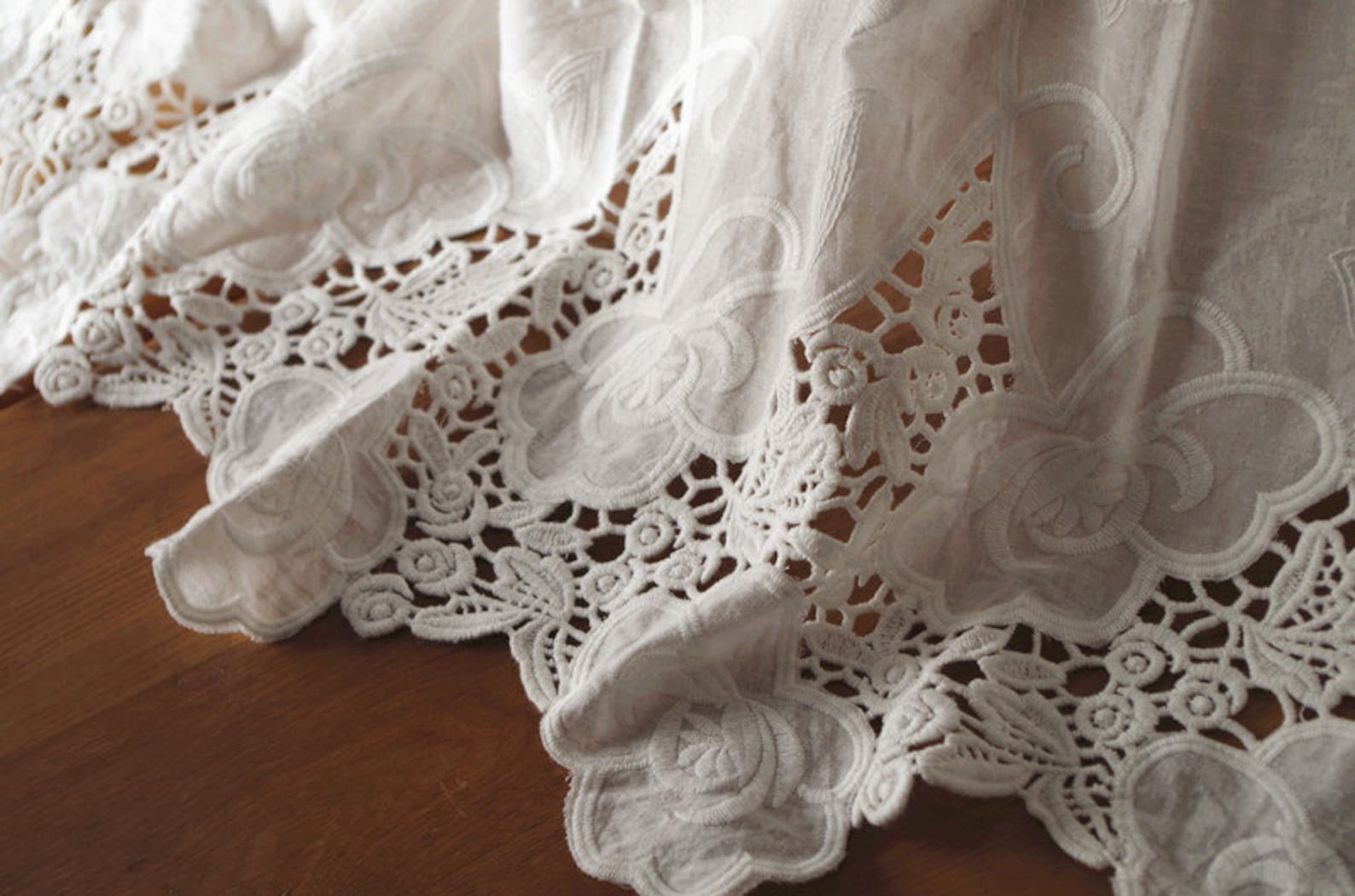 Cotton Eyelet Lace Fabric With Hollowed Out Floral Pattern by the Yard ...