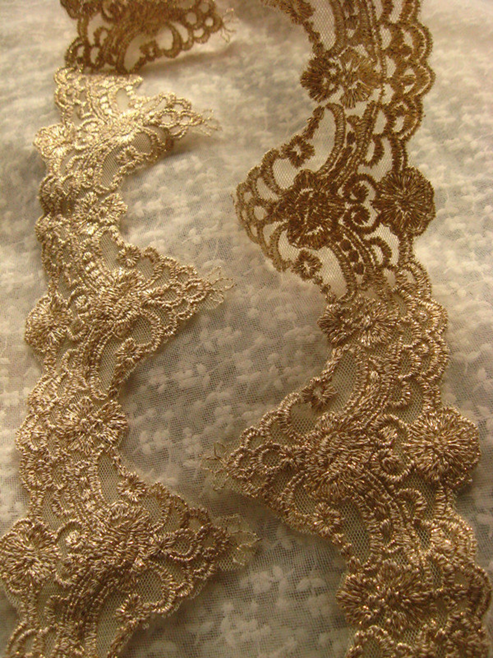 Gold Lace Gold Embroidered Lace Trim Gold Scalloped Lace - Etsy