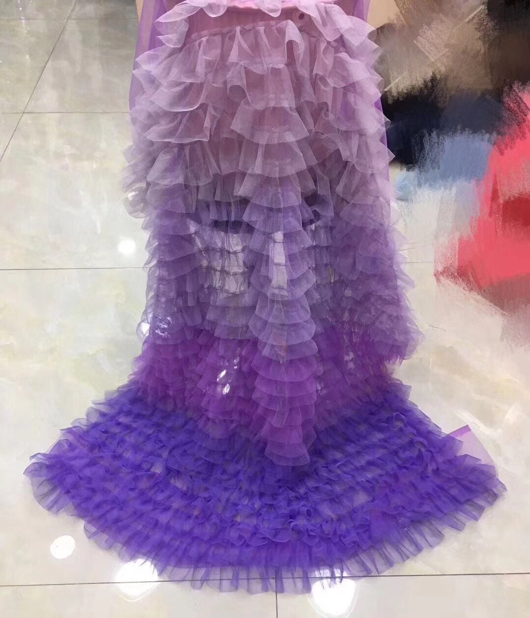 3D Purple Ruffle Fabric With Gradient Colors Gradient Purple - Etsy ...