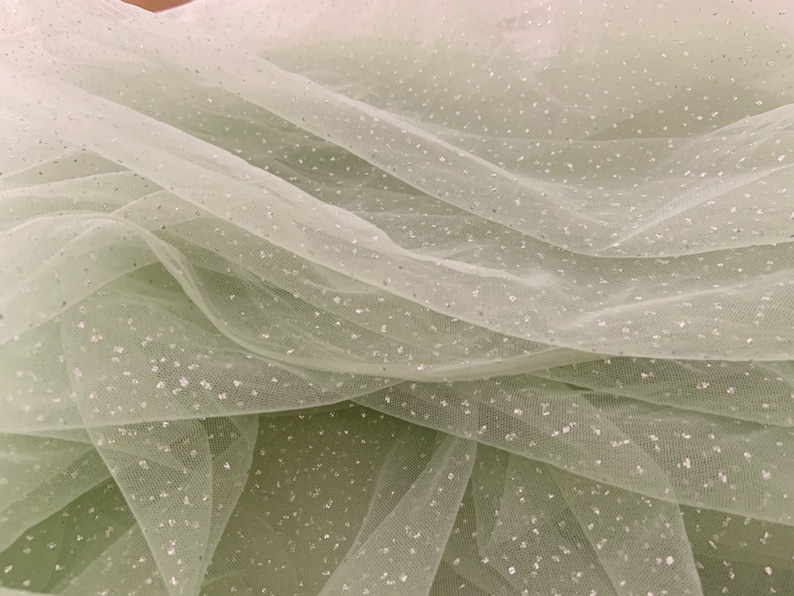 Light Green Tulle Fabric With Glitters for Dress Costume - Etsy