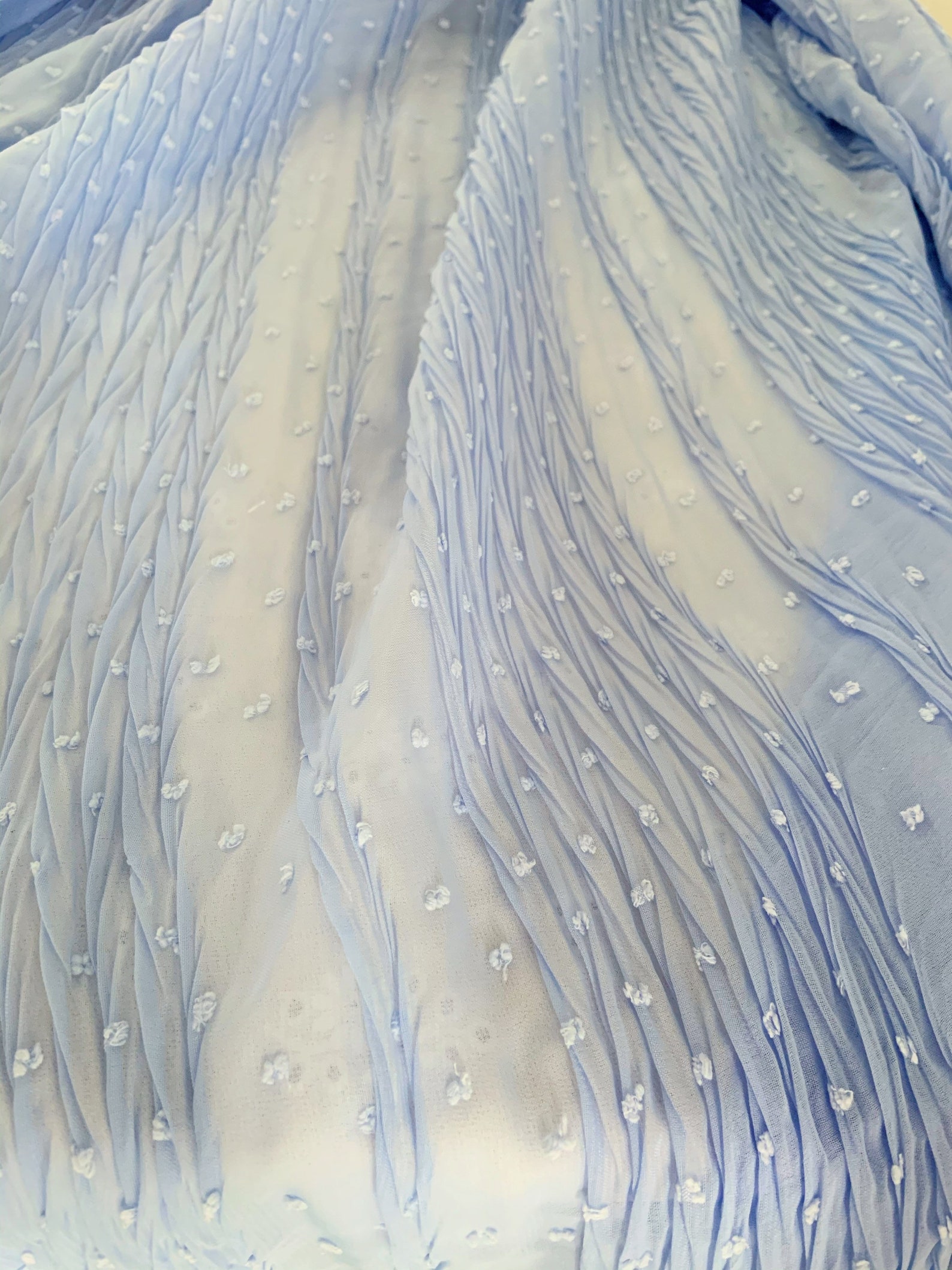 Light Blue Creased Chiffon Fabric Pleated Chiffon Fabric - Etsy