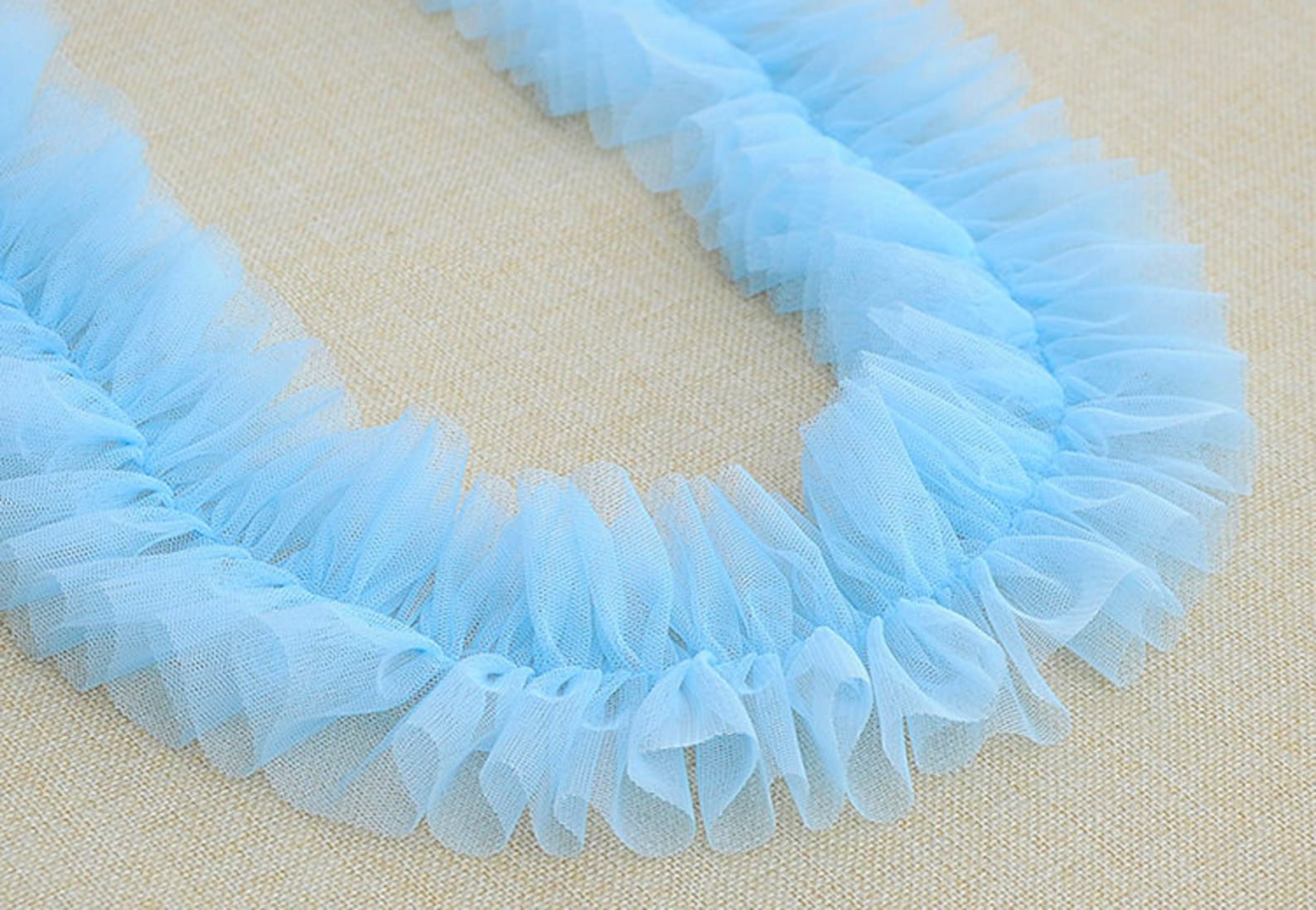 Light Pink Ruffled Tulle Trim Frill Trim Pleated Mesh Trim | Etsy