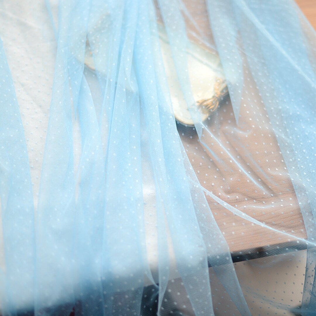 Light Blue Soft Tulle Lace Fabric With Polka Dots - Etsy