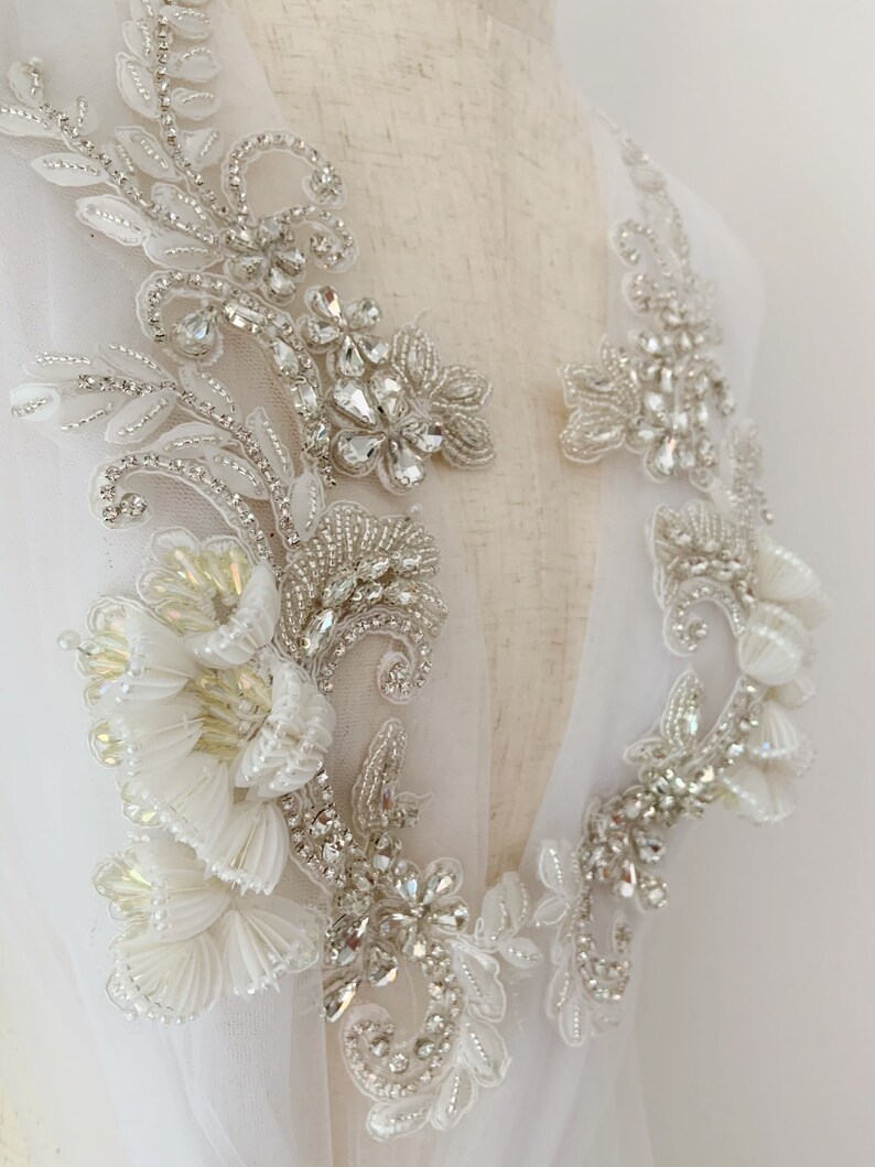 Rhinestone Applique Patch With 3d Florals for Couture Crystal | Etsy