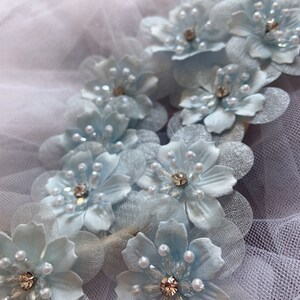 5 Pcs Light Blue Handcrafted Flowers Applique Handmade | Etsy