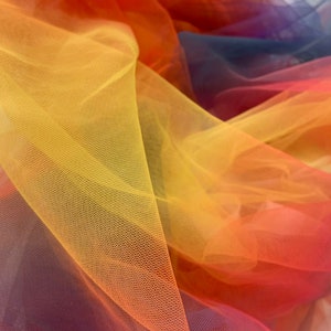 Orange Tone Tulle Fabric With Gradient Colors, Ombre Style Tulle Mesh ...