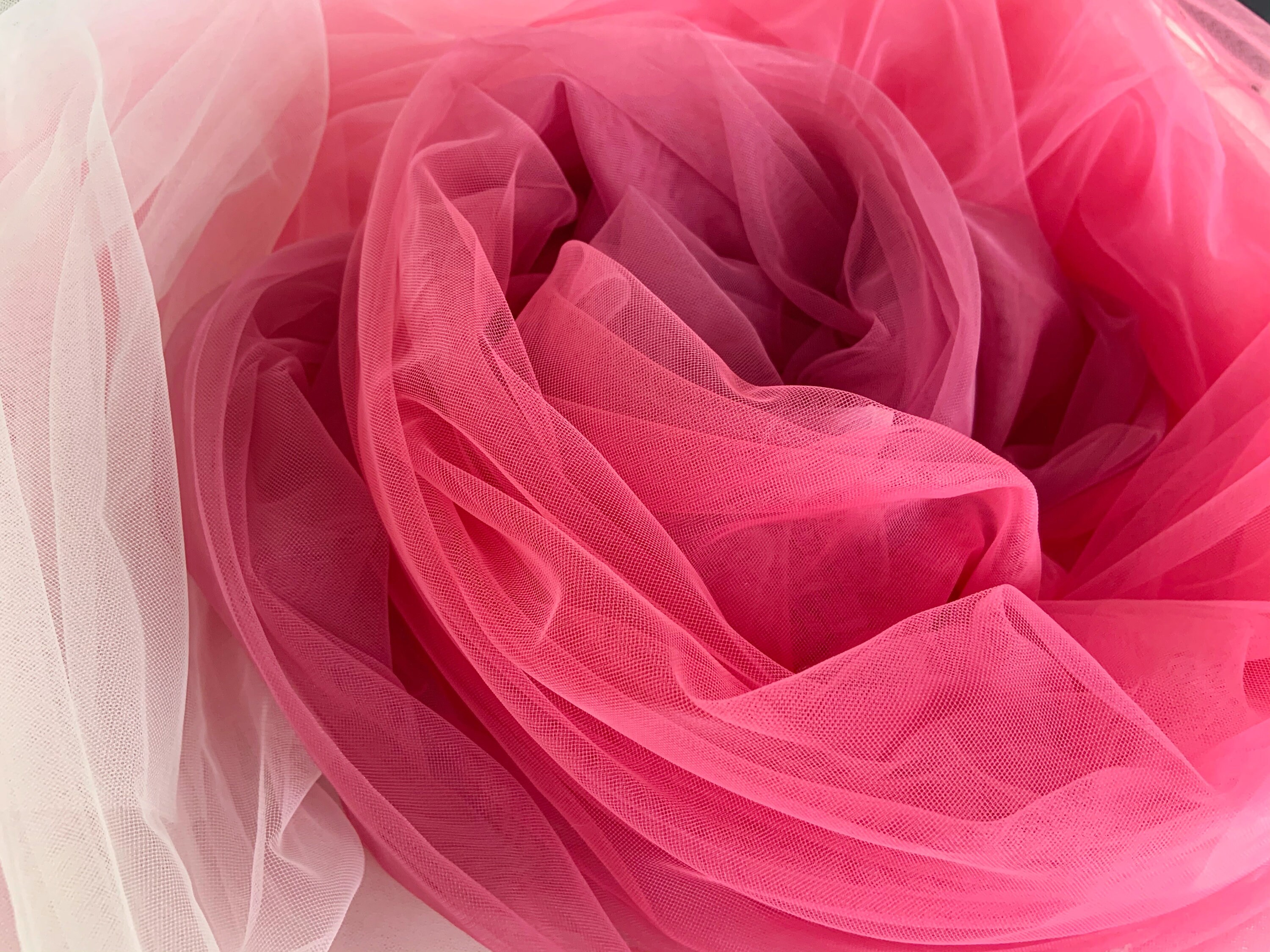 Dip Dye Tulle Fabric Hot Pink Tulle Fabric With Ombr Color Etsy