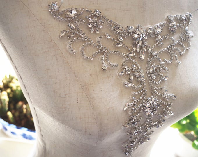 Bridal Neckline Trims Belt Beaded Sequined Bodice V-neck Applique With ...