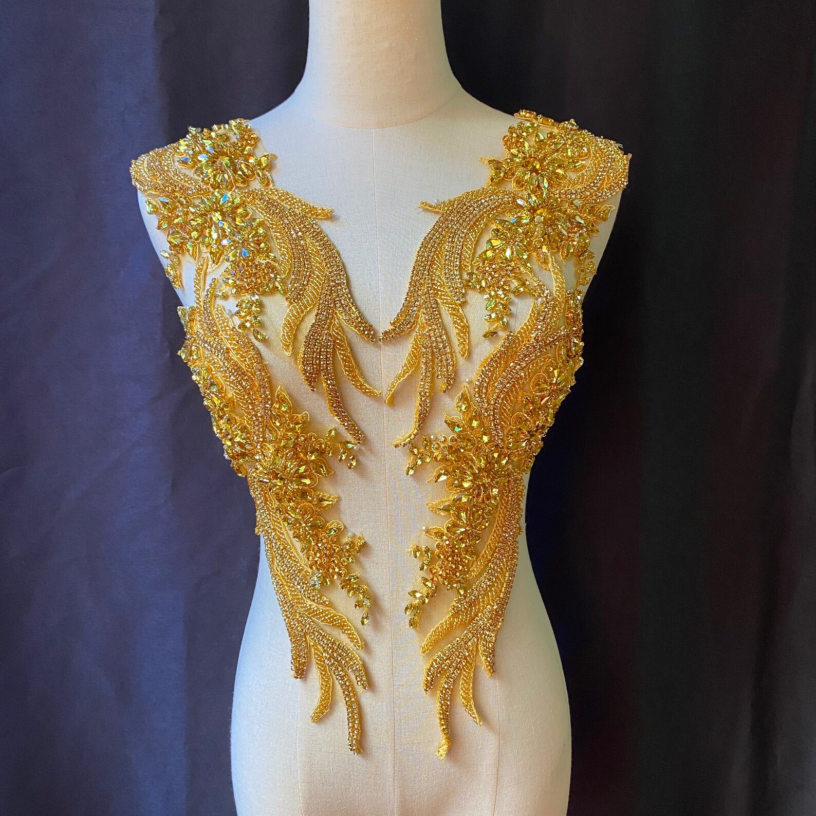 Royal Blue Rhinestone Applique Crystal Bodice Patch Heavy - Etsy