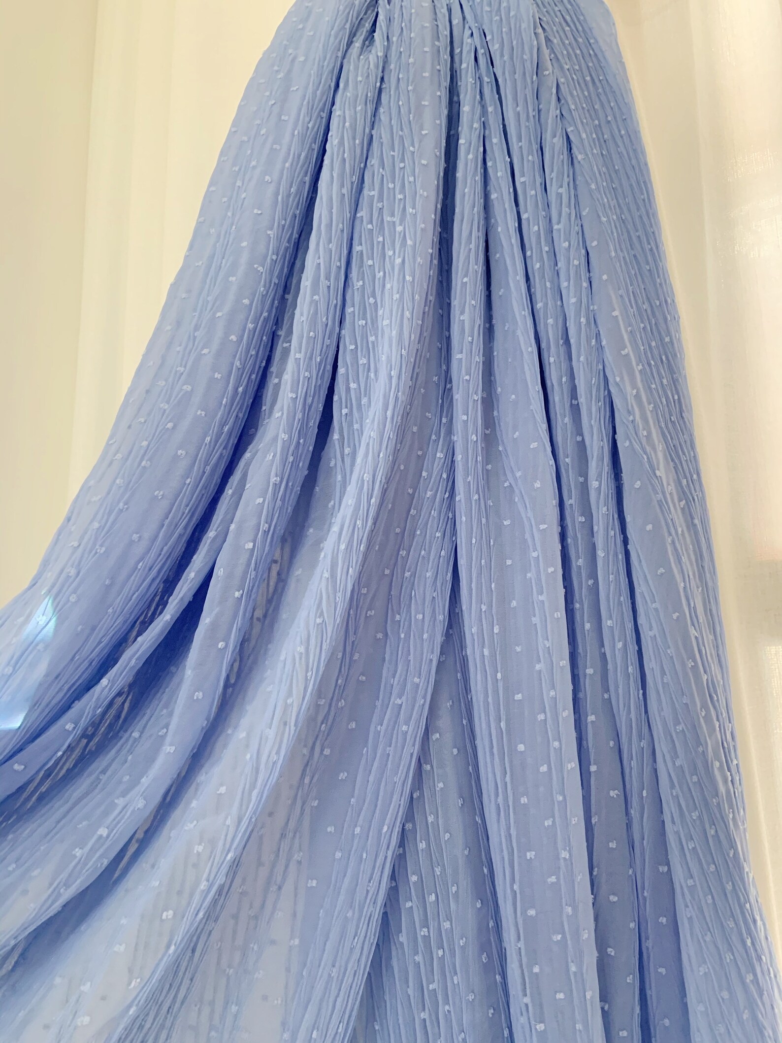 Light Blue Creased Chiffon Fabric Pleated Chiffon Fabric - Etsy