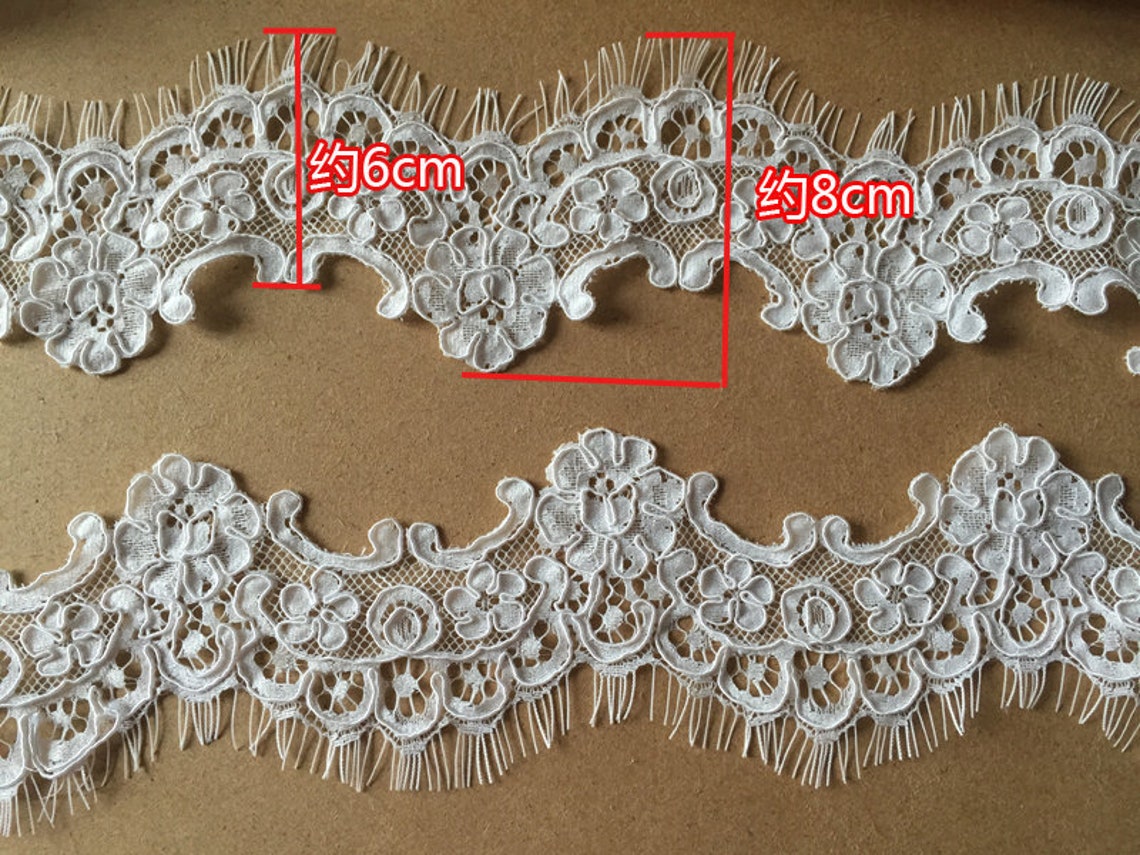 3 Meters Cord Lace Trim With Fringe, Alencon Lace Trim With Eyelash ...