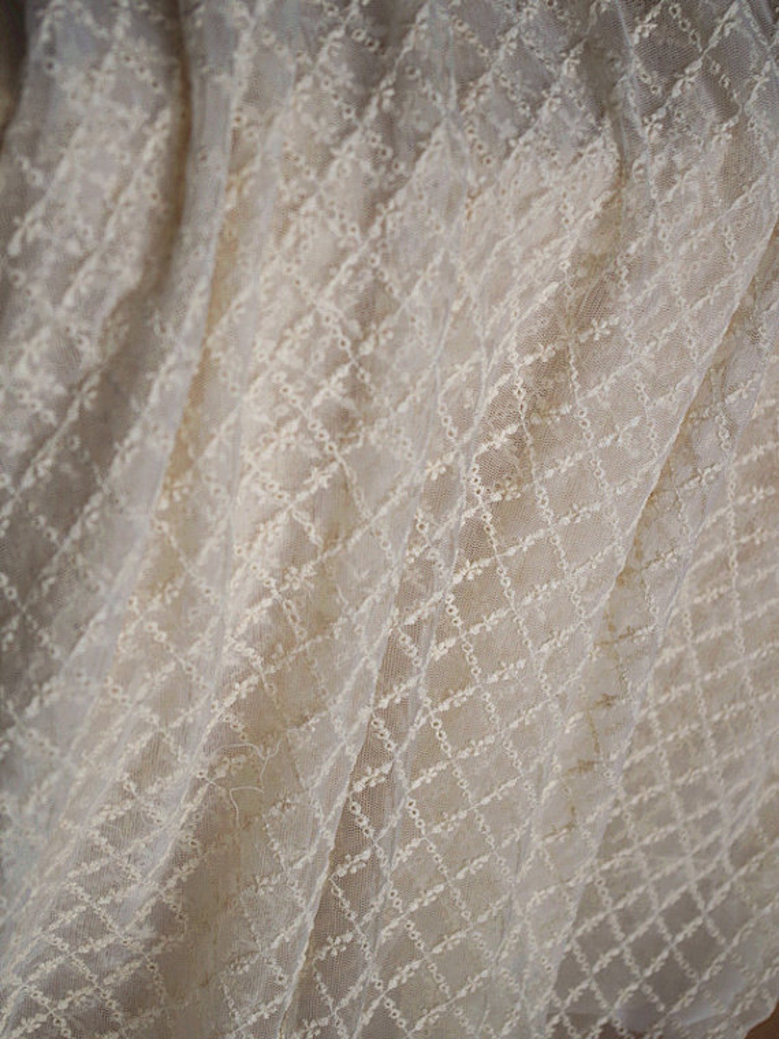 Cream Lace Fabric Embroidered Lace Fabric cotton fabric | Etsy